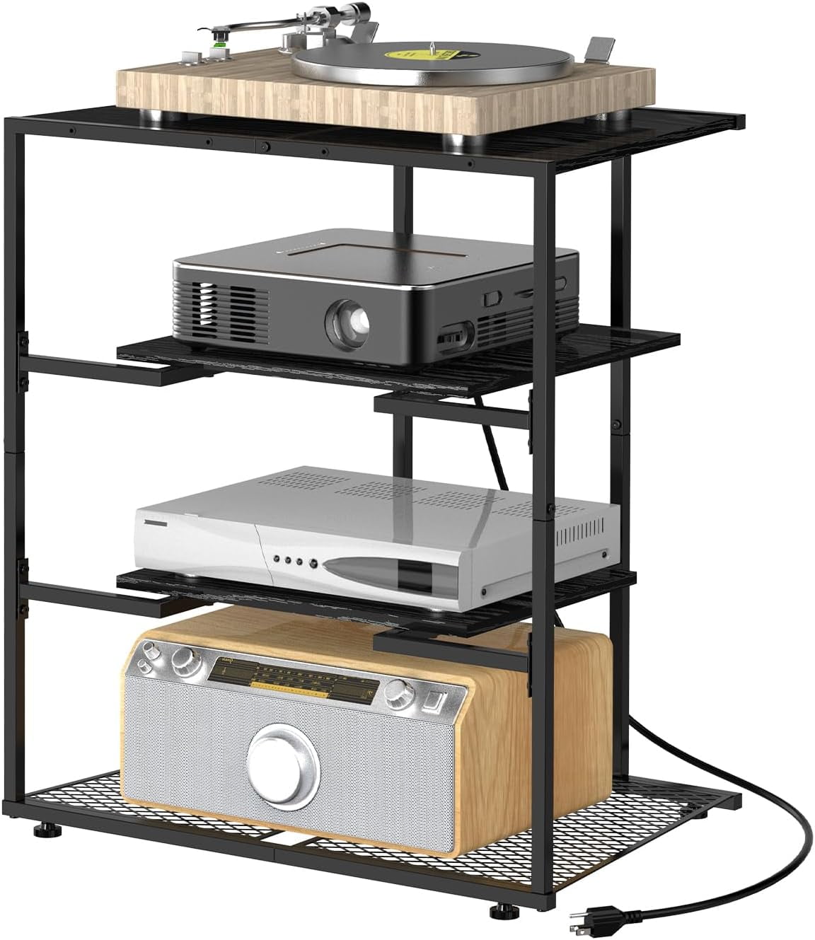4-Tier AV Media Stand, Stereo Cabinet, Media Console with Charging ...