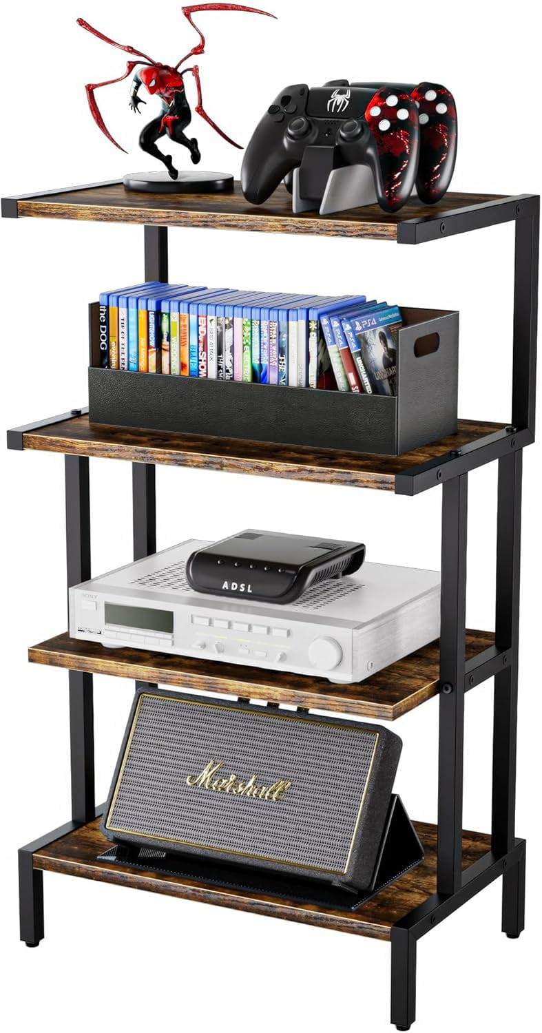4-Tier AV Media Stand, Video Game Console Stand for Small Spaces ...