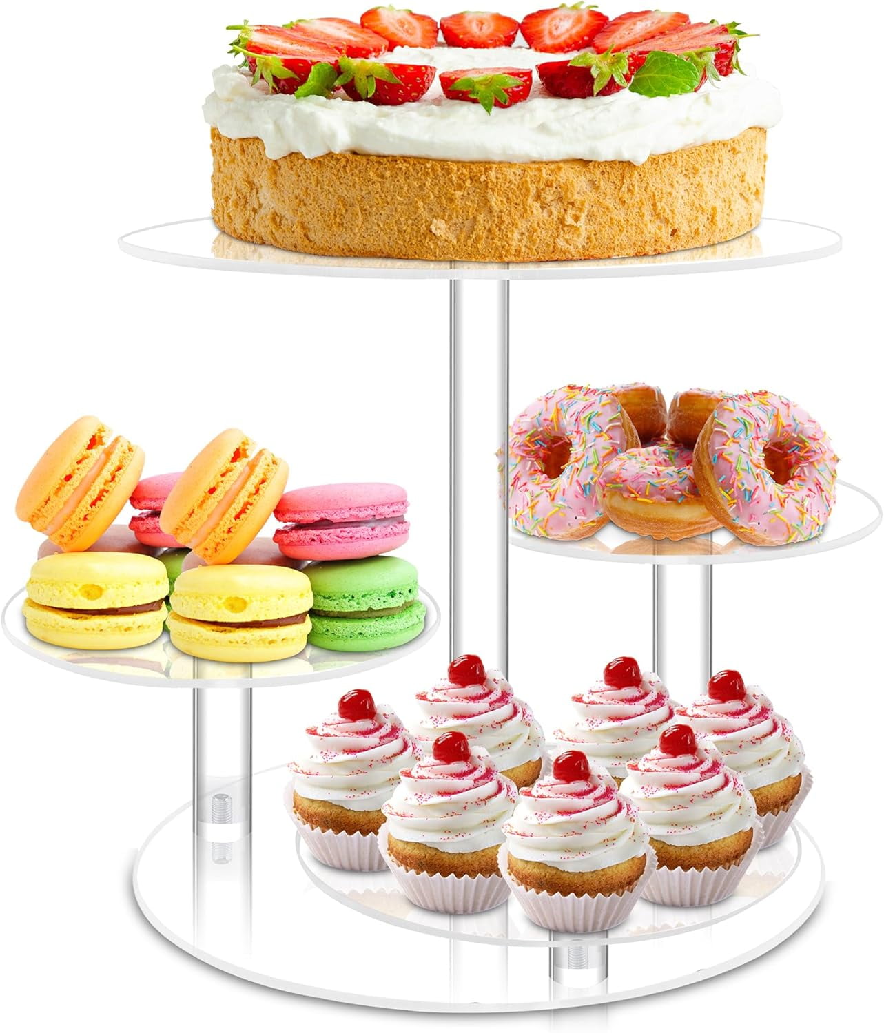 4 Tier Acrylic Cake Stand, Cupcake Stand, Clear Tiered Cupcake Tower ...