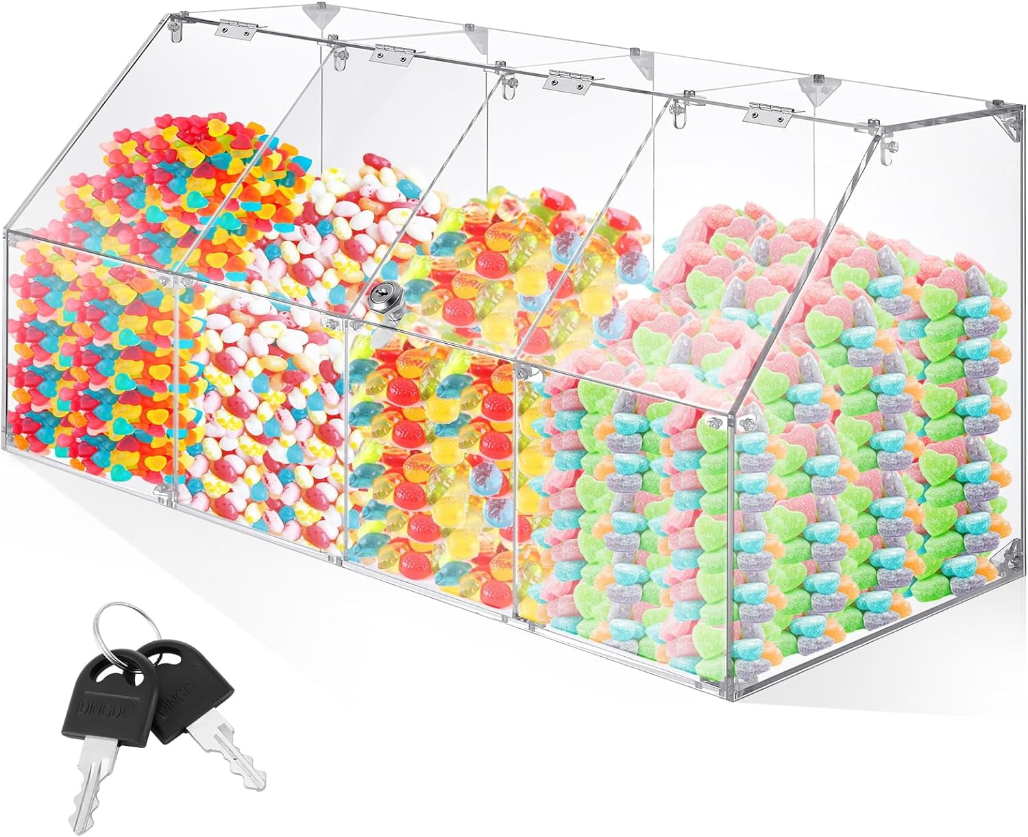 4 Tier Acrylic Candy Bin Clear Partitioned Dry Food Display Spices ...