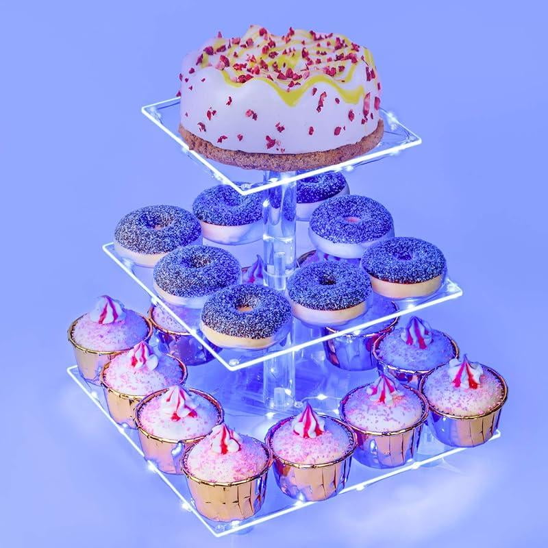 4 Tier Acrylic Cupcake Display Stand Cupcake Tower Stand With Light