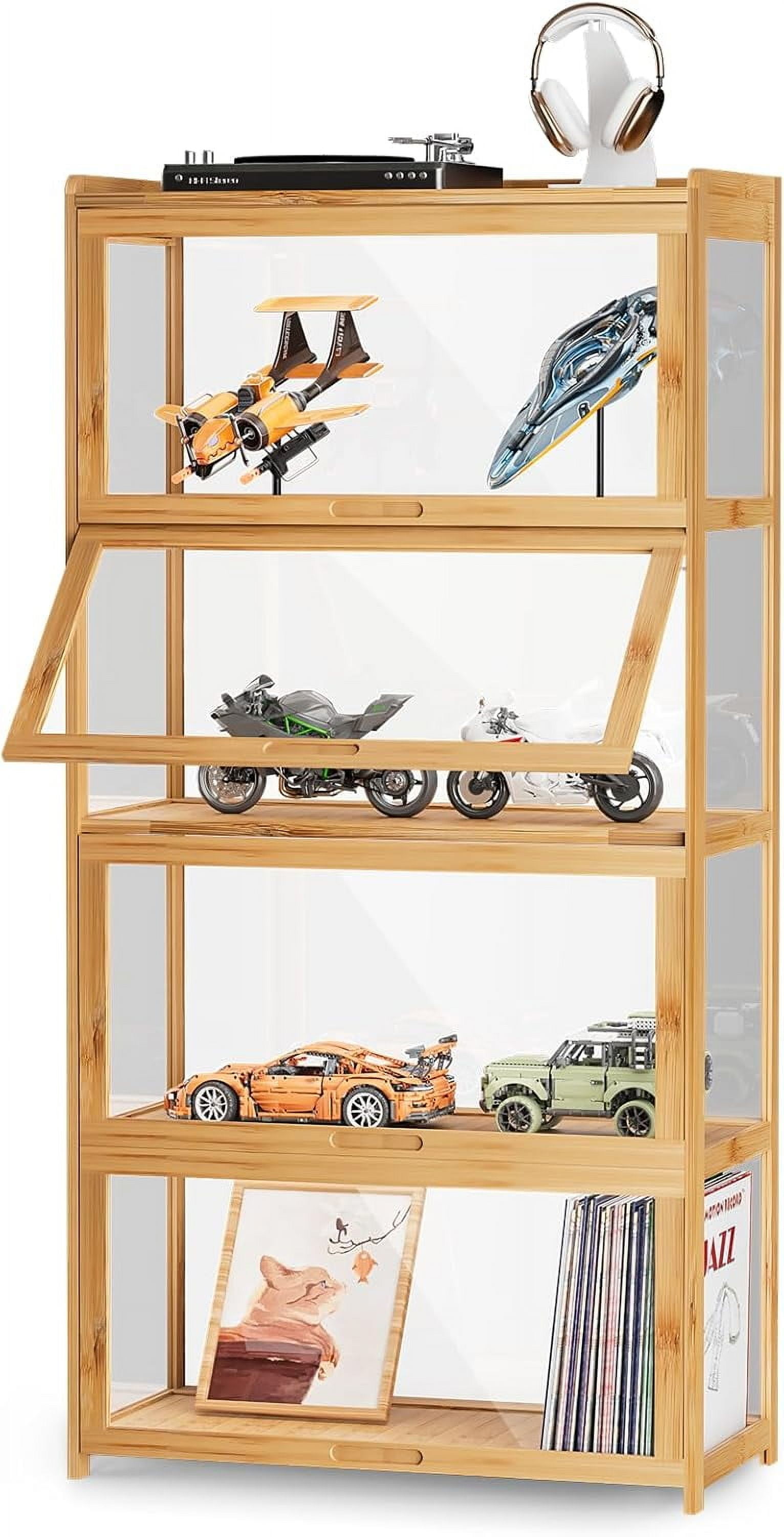 4 Tier Acrylic Display Cabinet with Door, Free Standing Clear Display ...