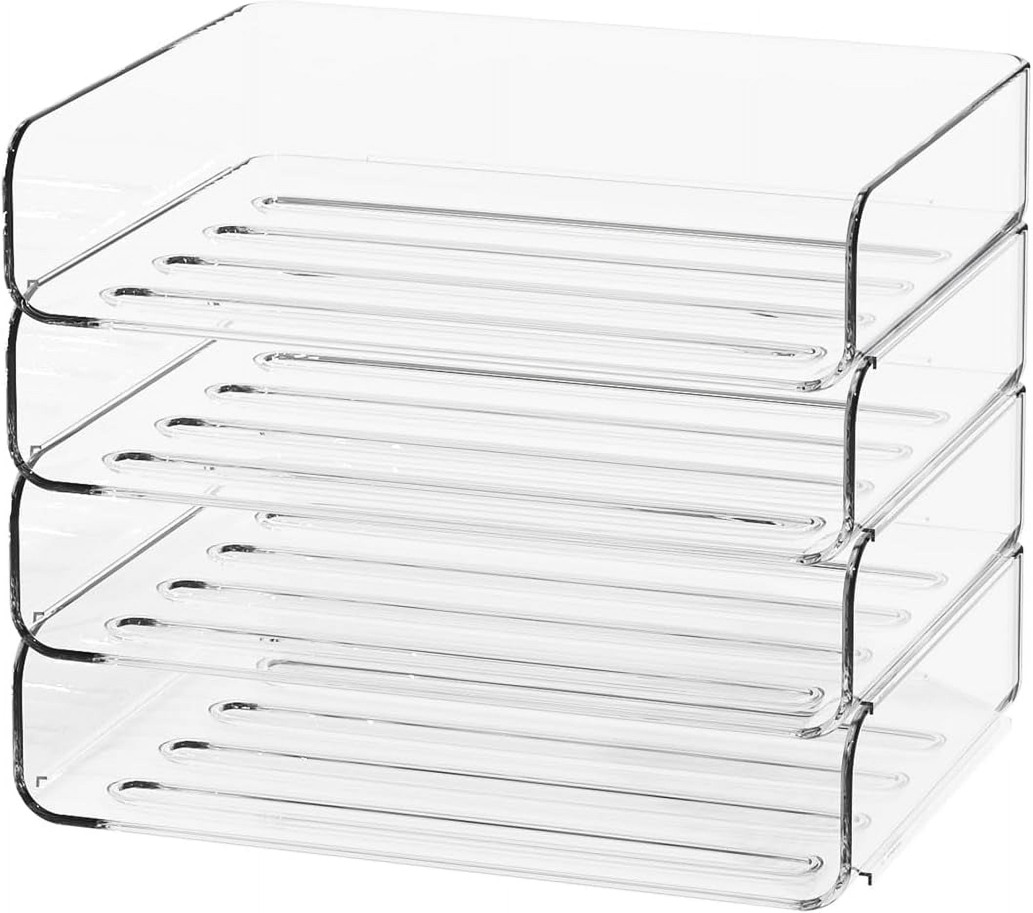 4-Tier Acrylic Paper Tray Organizer - Low-Profile Desk File Sorter for ...