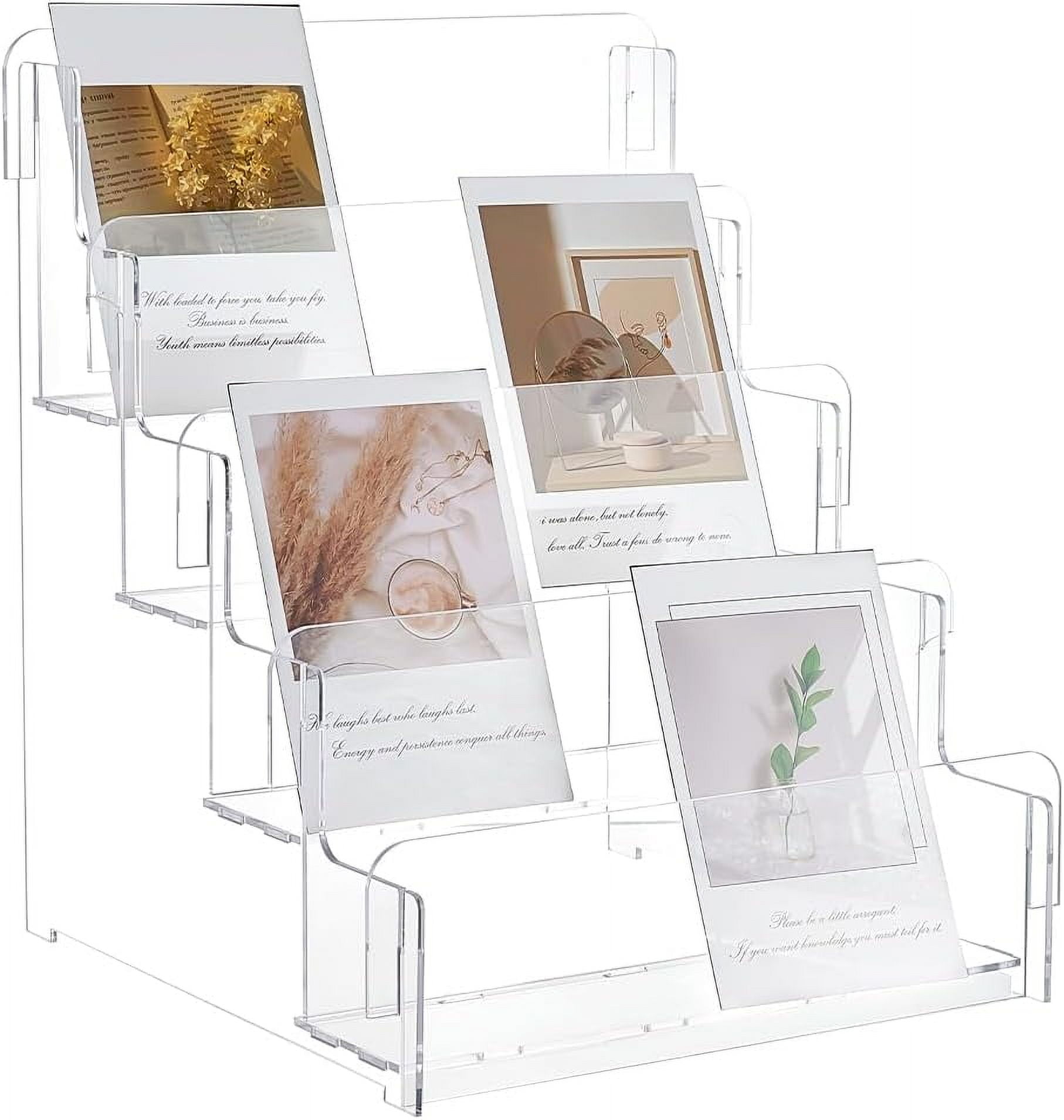 4-Tier Acrylic Postcard Display Stand 10.7x10.6x12.2inch Clear Acrylic ...