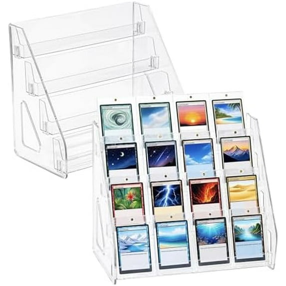 4 Tier Acrylic Trading Card Display Stand, 12" Riser Display Shelf for ...