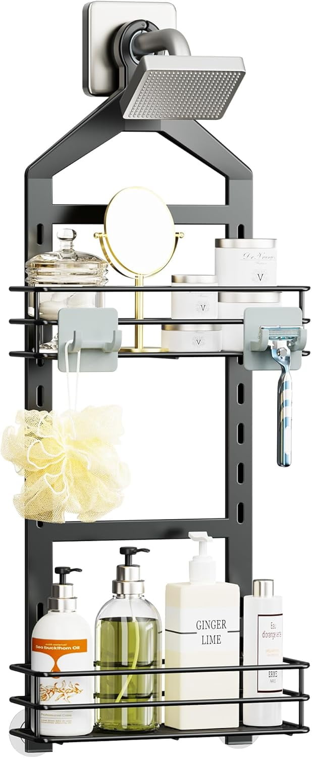 4 Tier Adjustable Anti-slip Shower Caddy over Shower Head,Rustproof ...