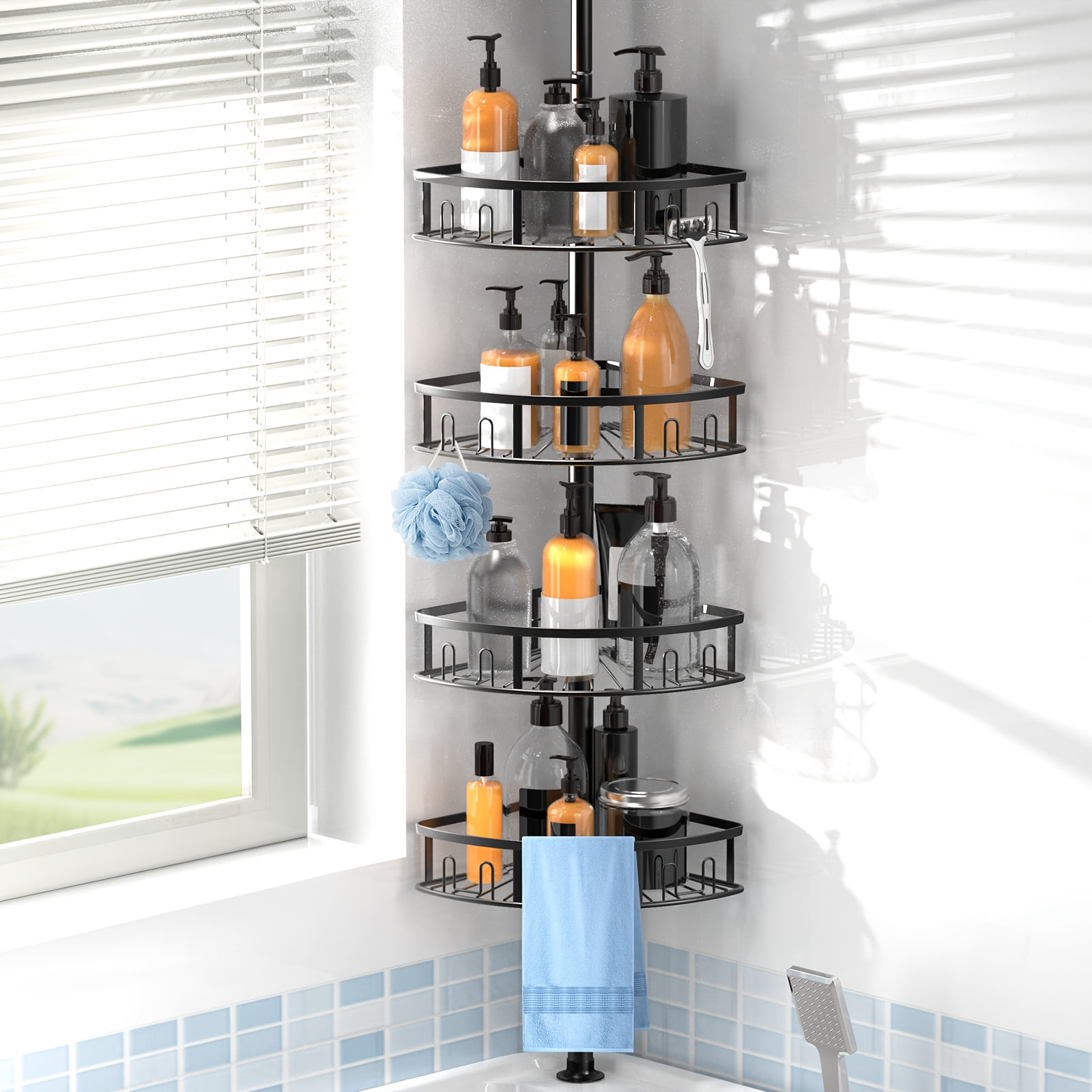 4-Tier Adjustable Height Rustproof Bathroom Shelf | Freestanding Cast ...