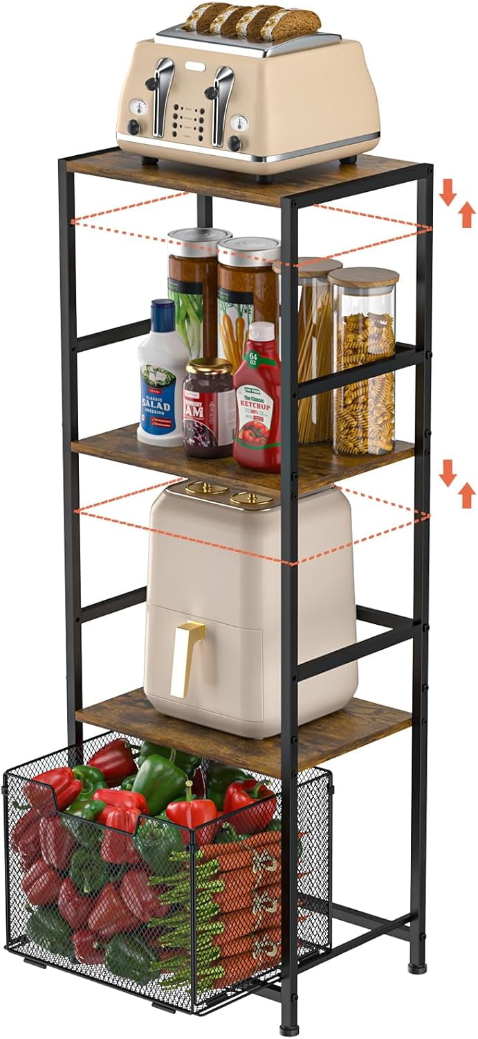 4-Tier Adjustable Kitchen Storage Rack - Kitchen Shelf Organizer ...