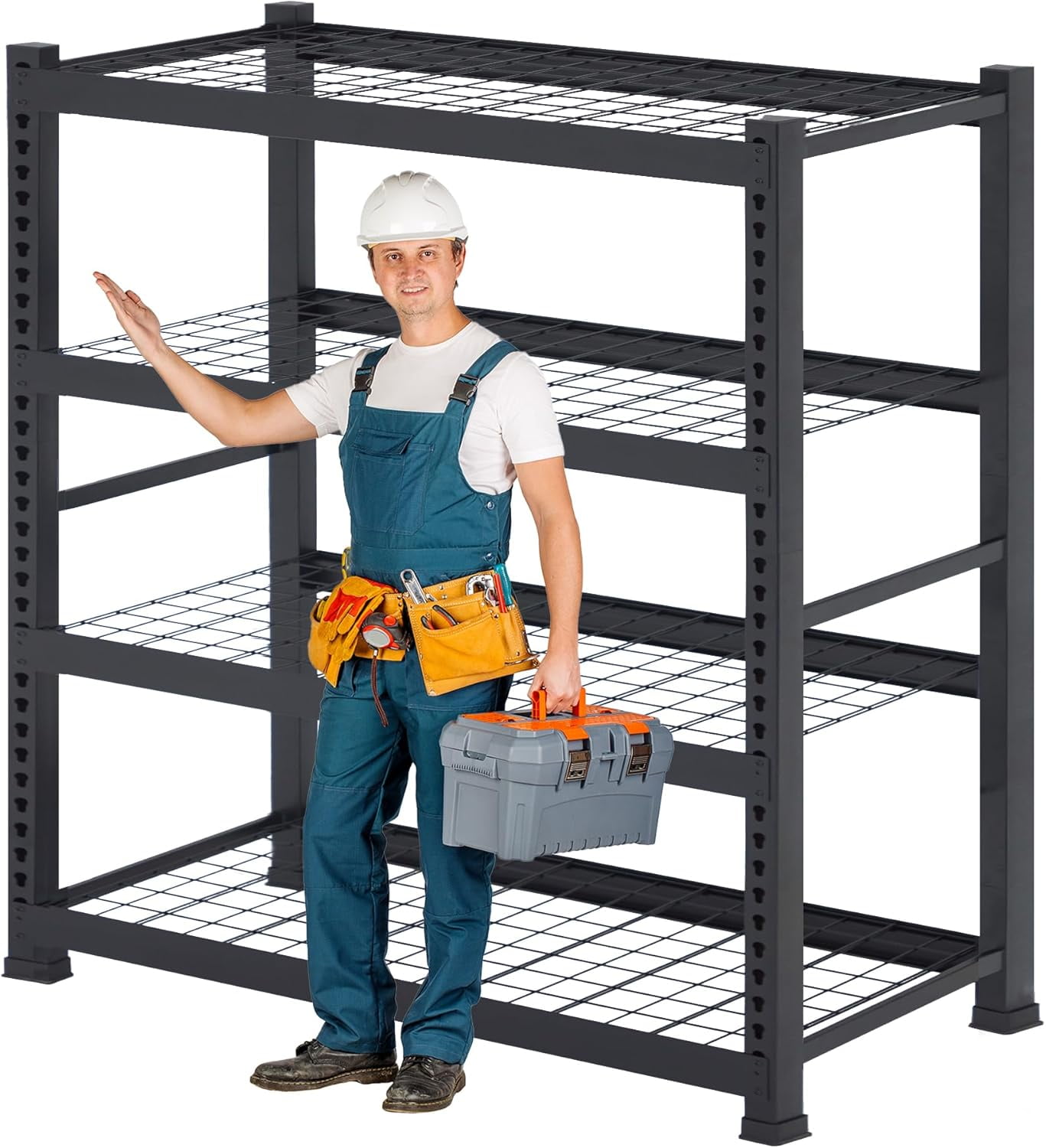 4 Tier Adjustable Metal Shelving Unit, Storage Rack for Warehouse ...