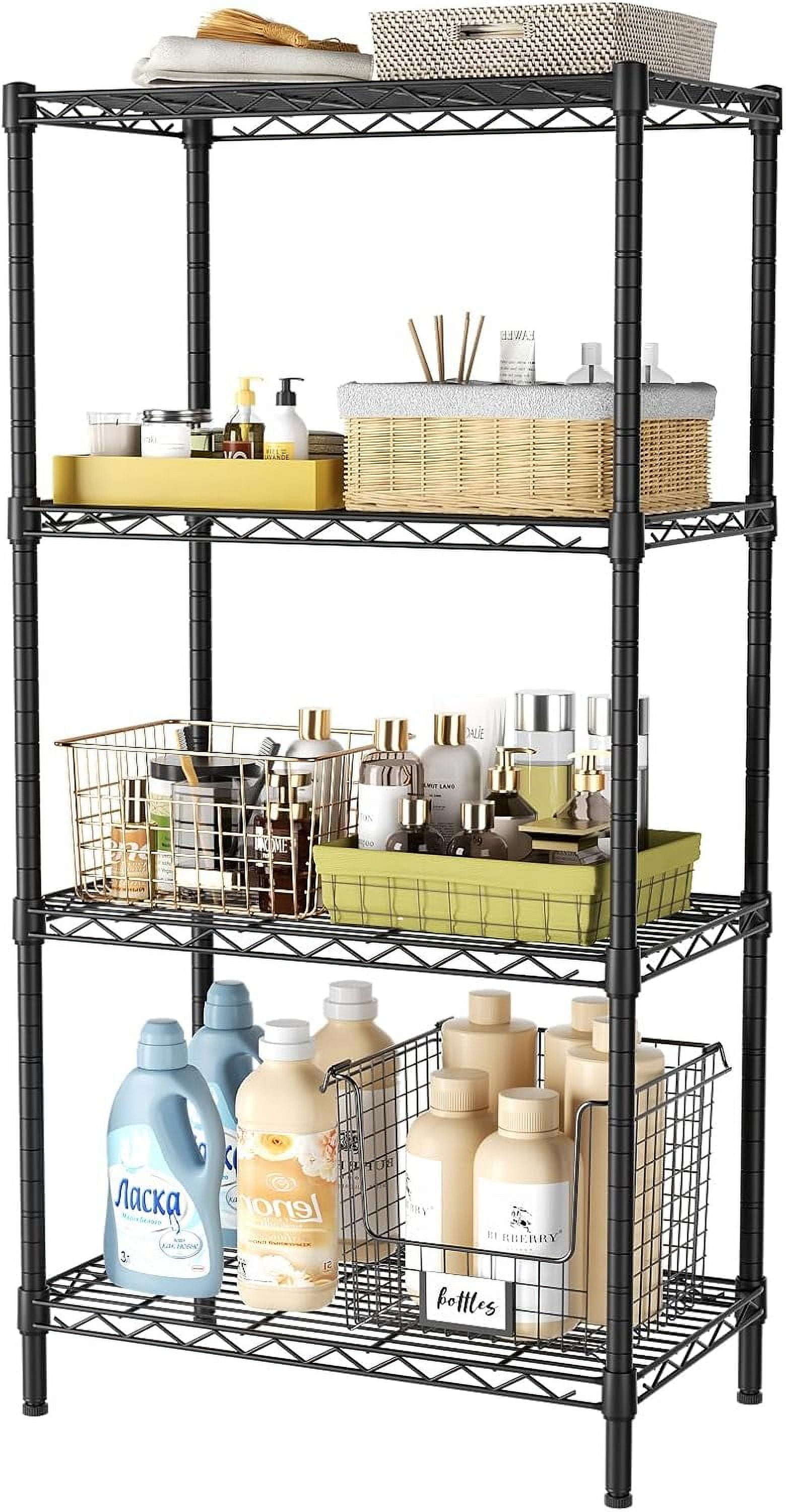 4 Tier Adjustable Storage Shelves Heavy Duty Metal Utility Shelf ...