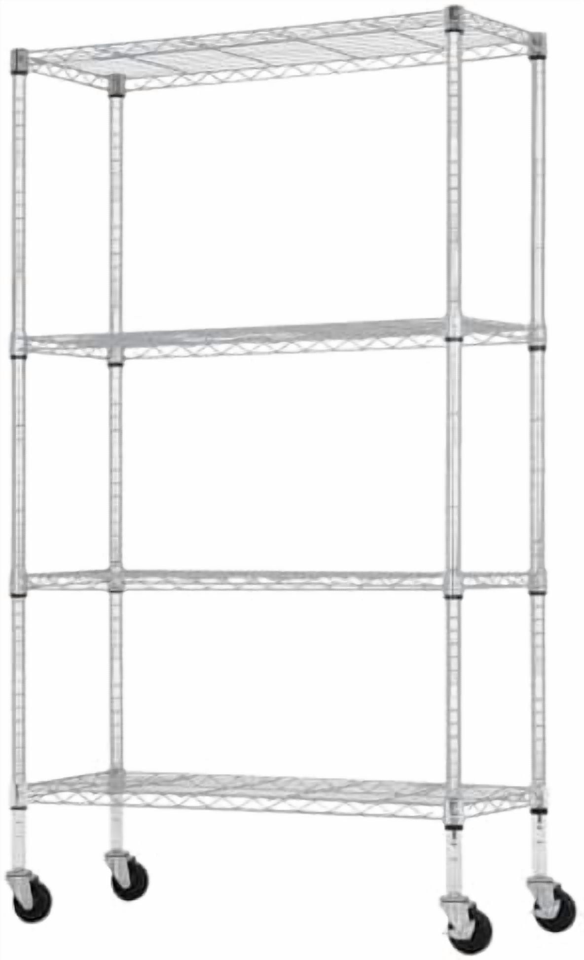 4-Tier Adjustable Wire Rack Shelving Unit with Wheels - Heavy Duty ...