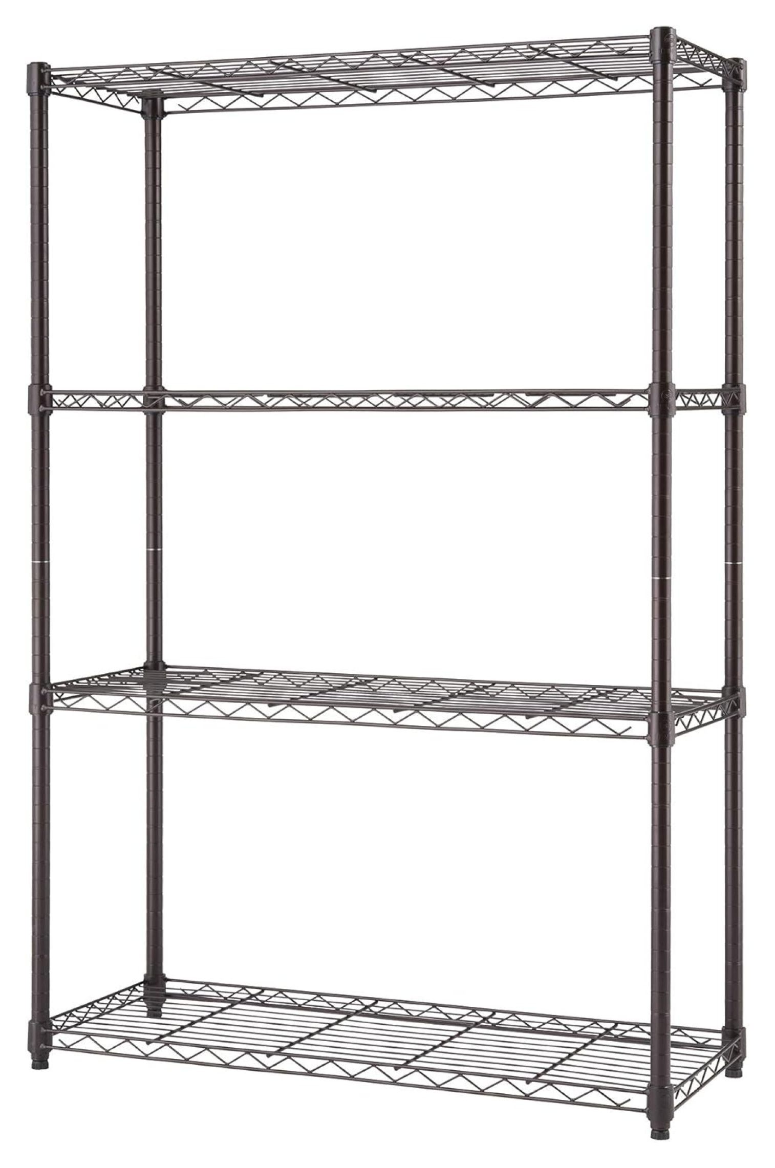 4-Tier Adjustable Wire Shelving with Wheels and Backstands for Kitchen ...