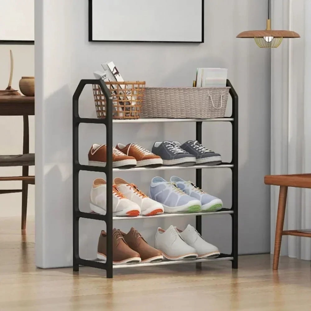 4-Tier Assembled Shoe Stand Trapezoidal Home Shoes Organizer Simple ...