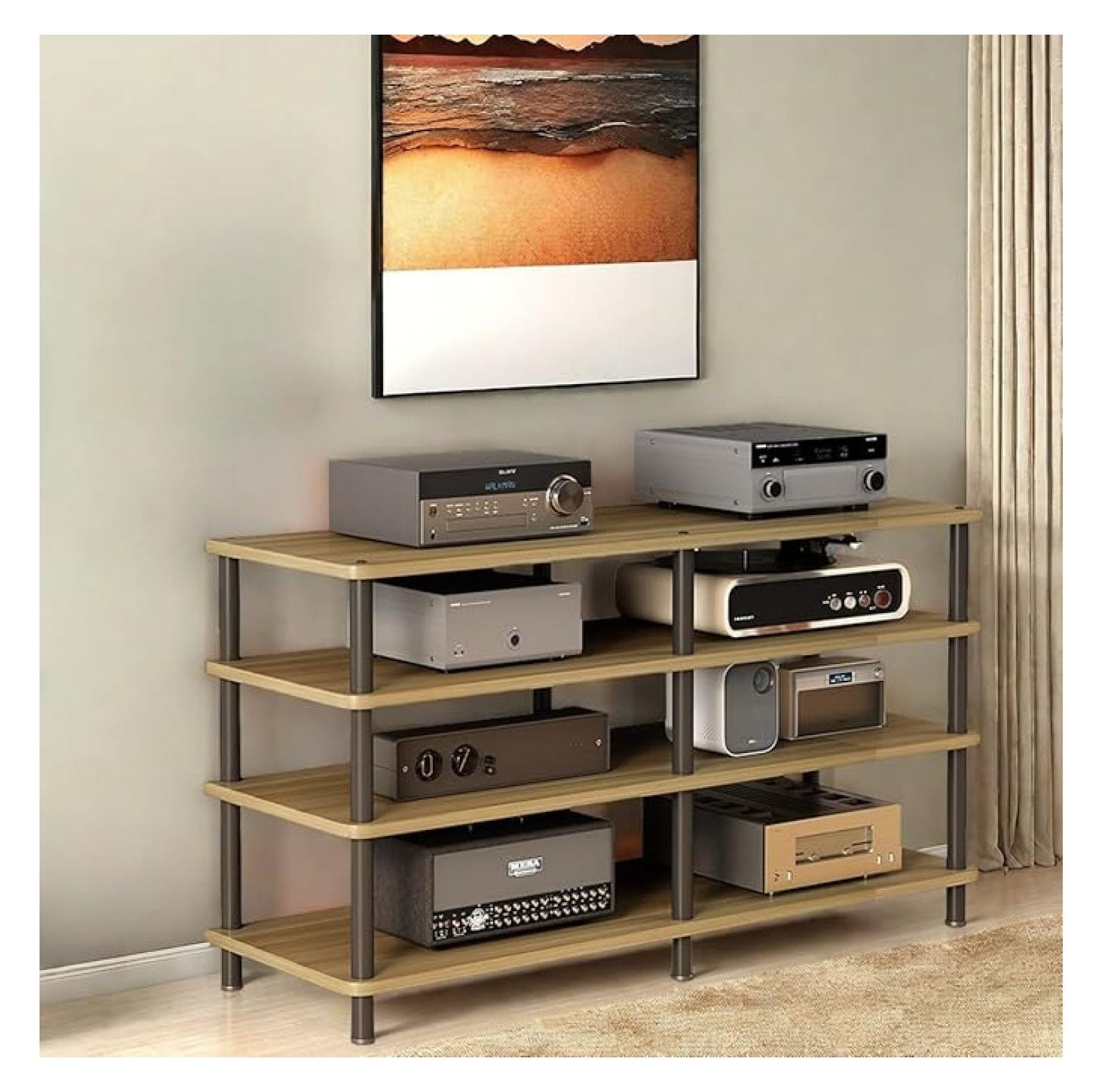 4-Tier Audio Rack, Stereo and AV Media Stand, Record Player Stand ...
