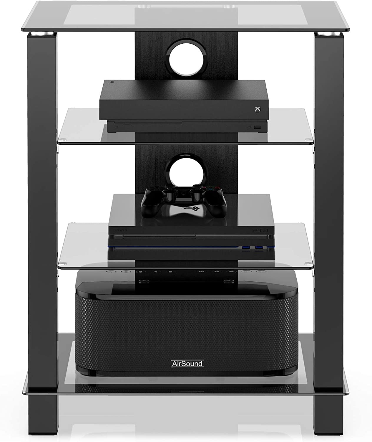 4-Tier Av Media Cabinet Stand Component Cabinet, Gaming Tv Stand And ...