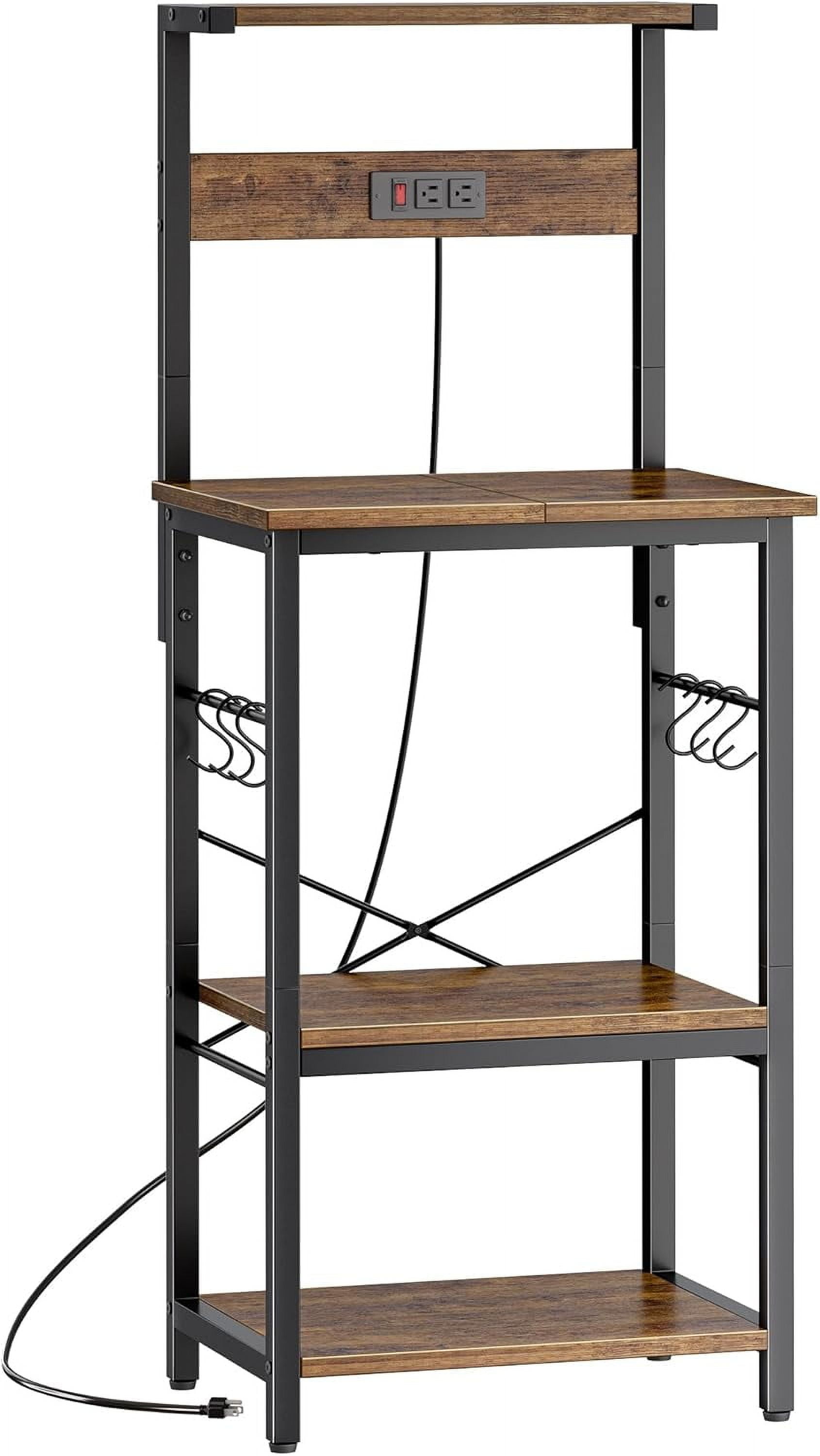 4 Tier Bakers Rack with Power Outlets, Microwave Stand with Adjustable ...