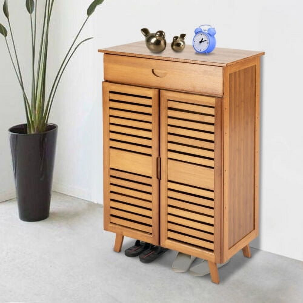 4-Tier Bamboo Shoe Cabinet Shoe Rack Storage Organizer Drawer Pantry ...
