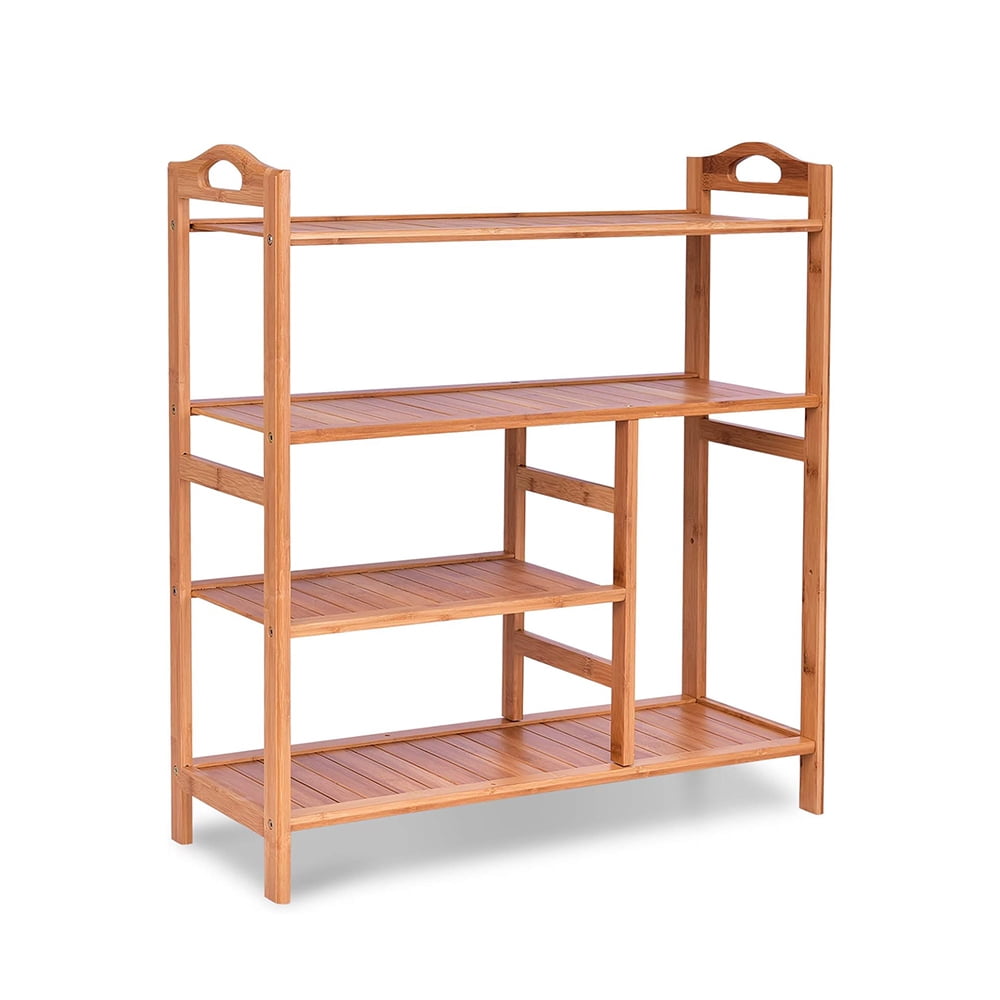 4-Tier Bamboo Shoe Rack, Multifunctional Wooden Display Shelf with ...