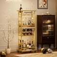 4 Tier Bar Cart with Wheels, Home Bar Serving Cart, Rolling Mini Wine ...