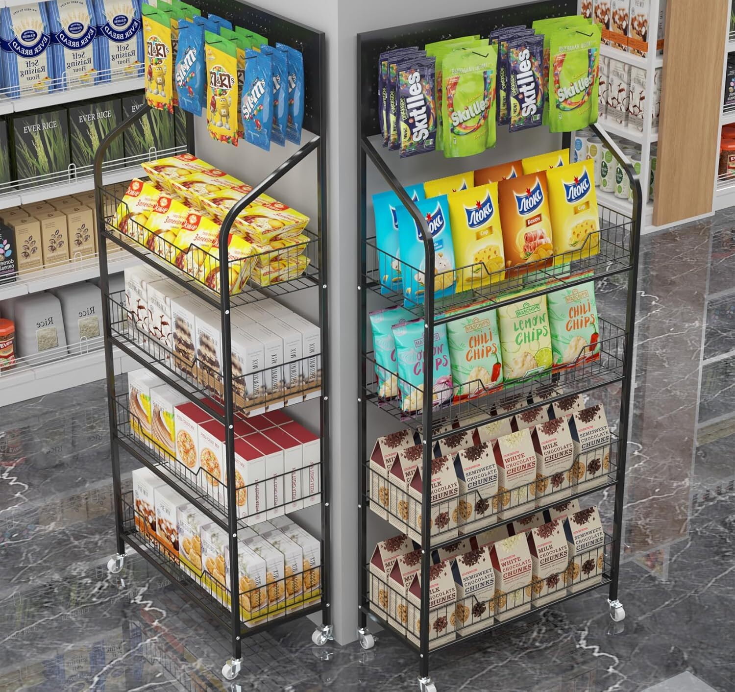 4 Tier Basket Tier Retail Display Rack Merchandiser Candy Snack Market ...