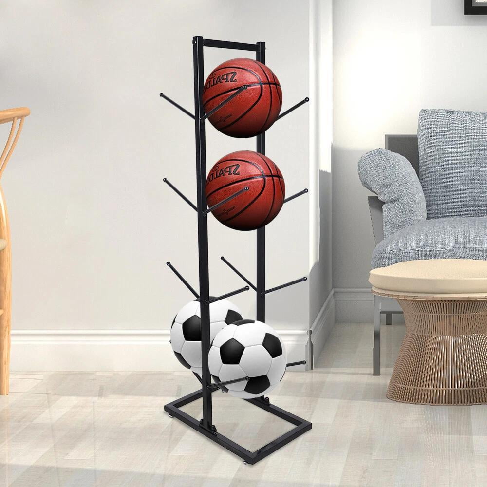 4-Tier Basketball Storage Rack | Holds 8 Balls | Heavy-Duty Iron Stand ...