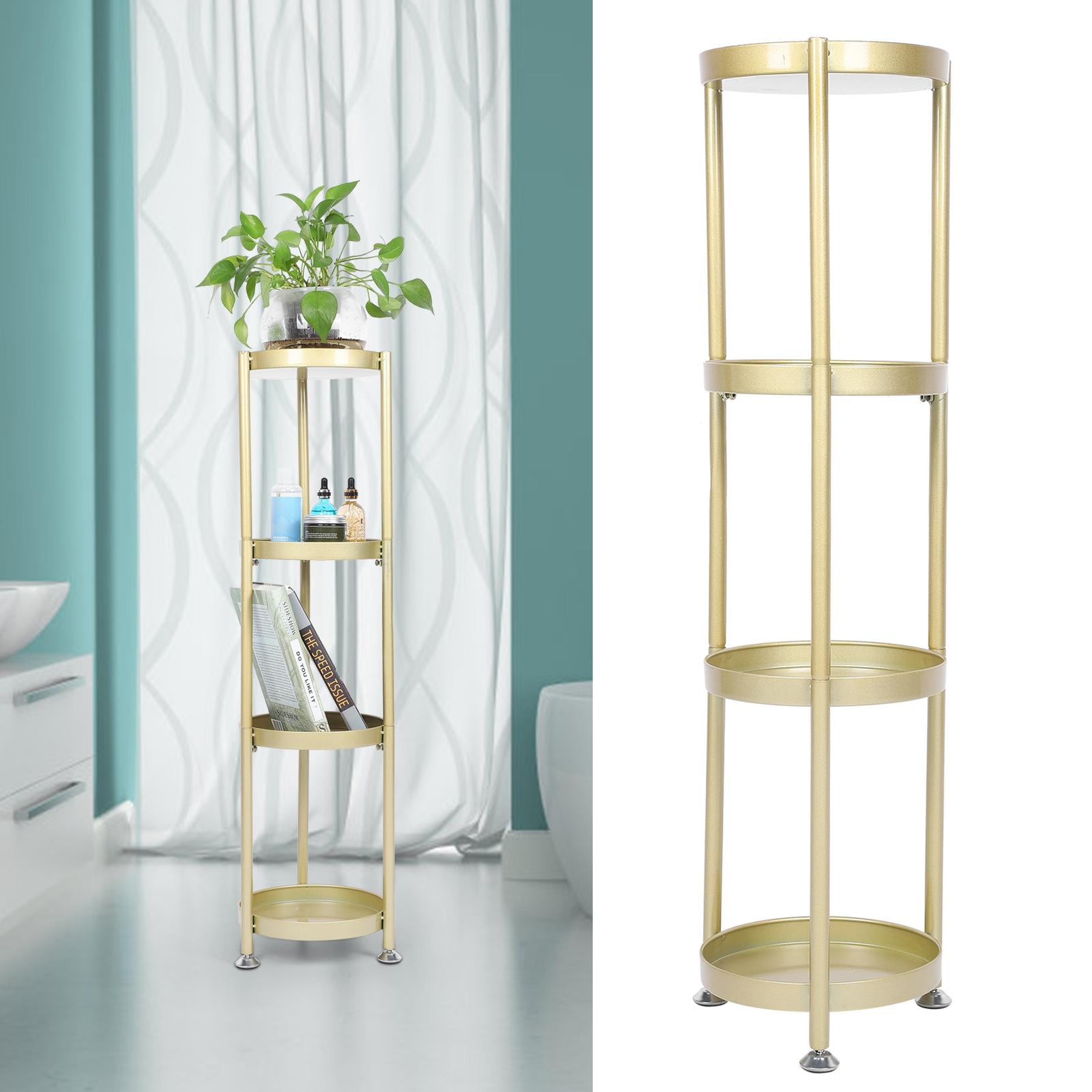4-Tier Gold Iron Bathroom Corner Rack Organizer, Free-Standing Storage ...