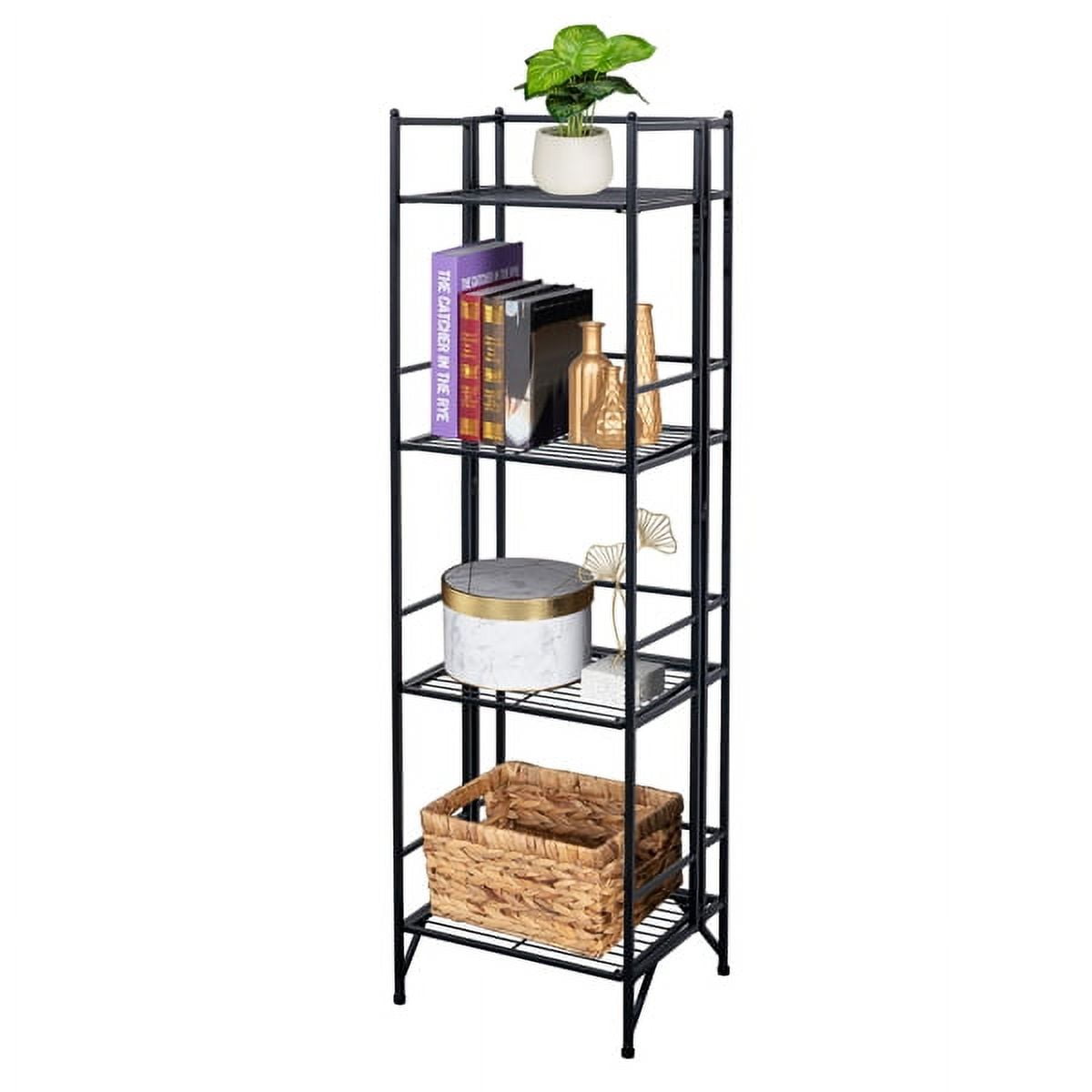 4 Tier Bathroom Storage Open Shelf Unit, Free-Standing Metal Corner ...