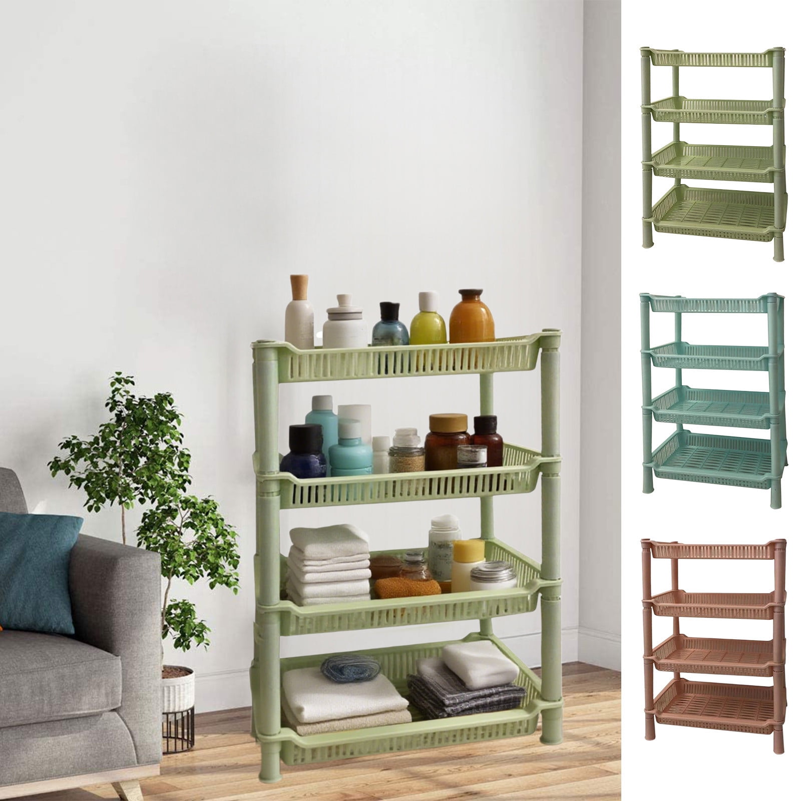 4-Tier Bathroom Storage Rack,20.08x9.45x6.69" Space-Saving Organizer ...