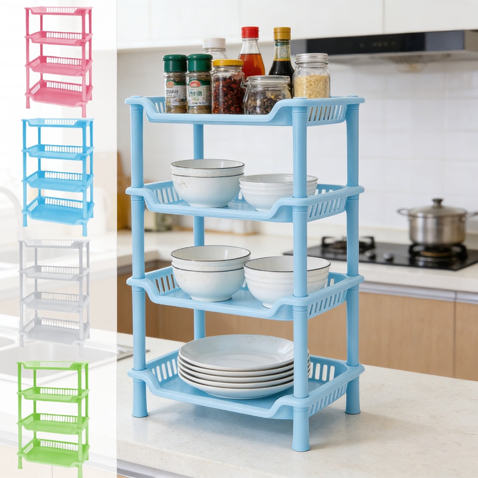 4 Tier Bathroom Storage Rack – Multi Layer Countertop Organizer Shelf ...