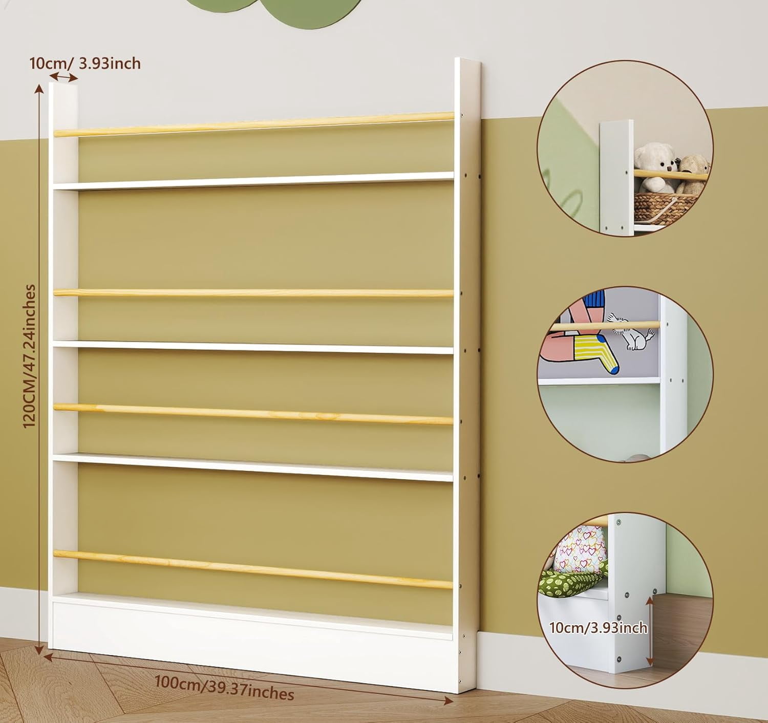 4 Tier Behind The Door Bookshelf, Space Saving Behind The Door Bookcase ...