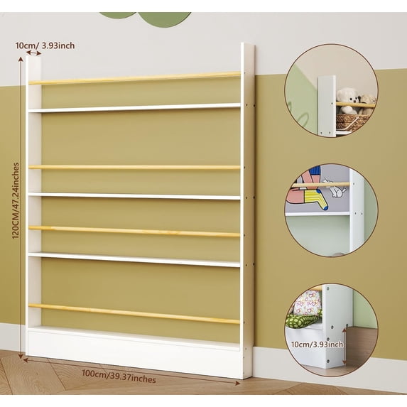 4 Tier Behind The Door Bookshelf, Space Saving Behind The Door Bookcase ...