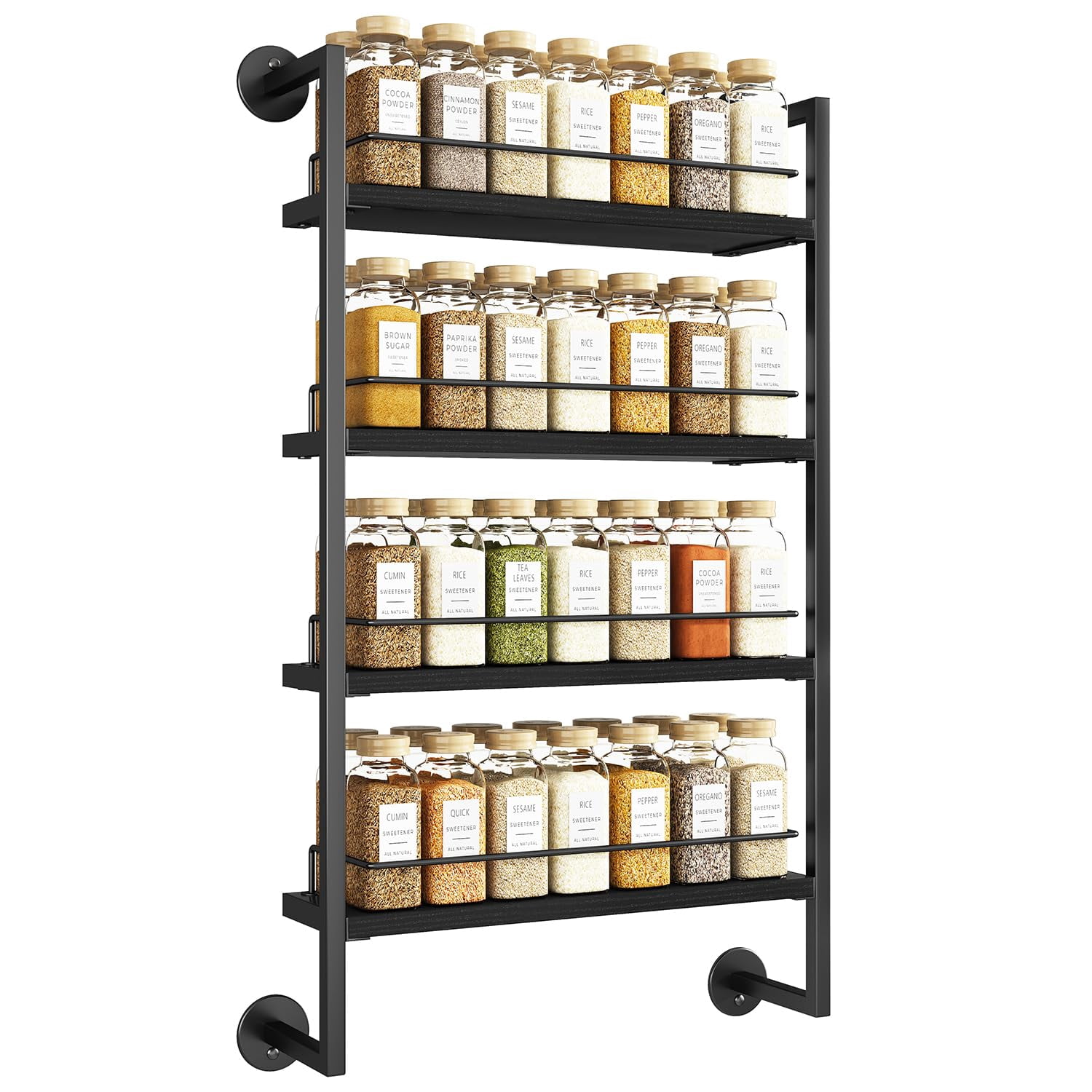 4 Tier Black Wall Mount Spice Rack Organizer - Walmart.com