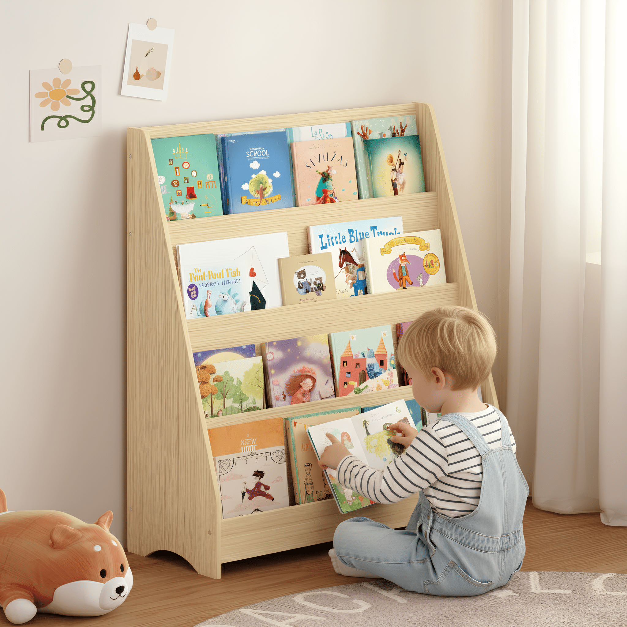 4-Tier Book Display Bookshelf, Open Front Book Storage Organizer for ...
