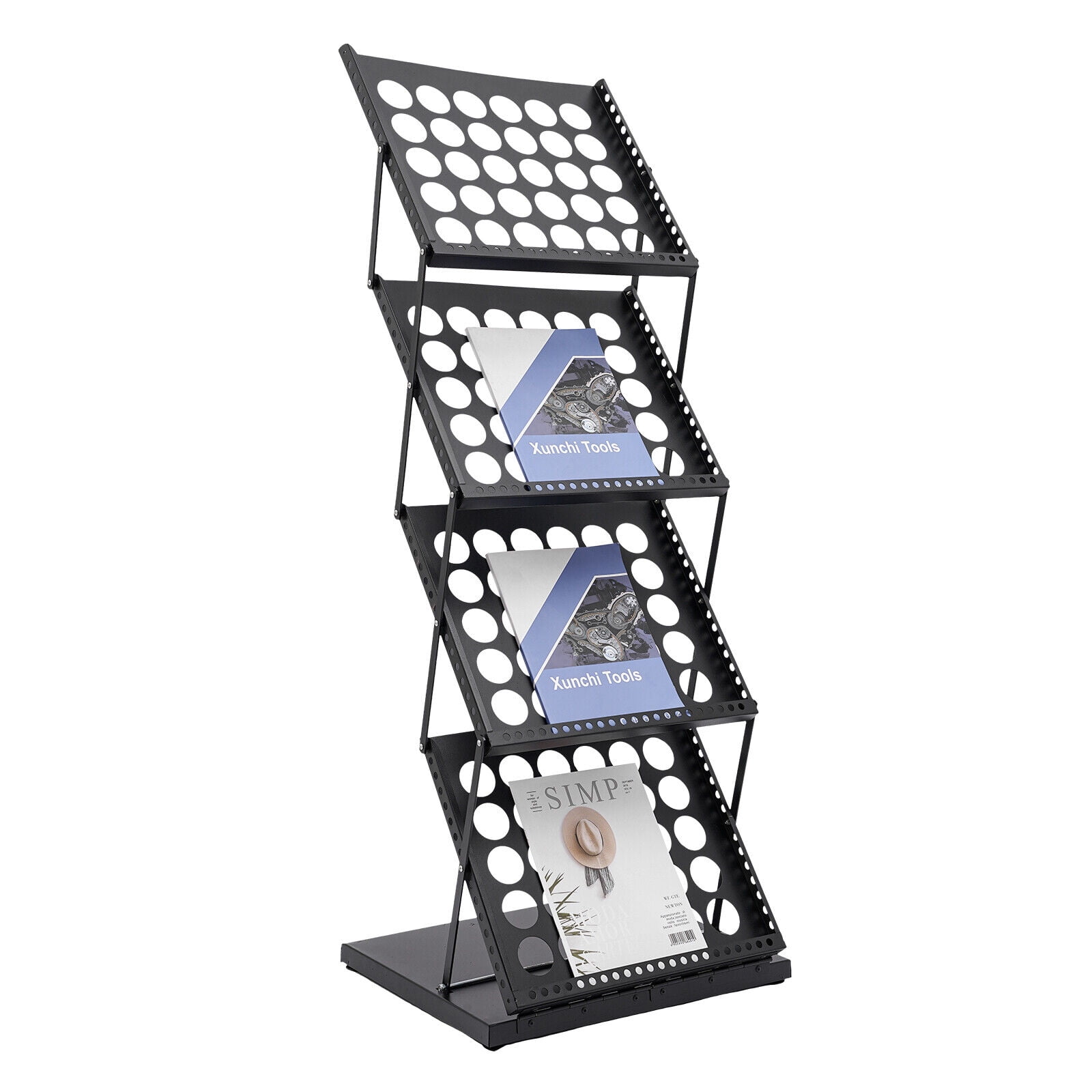 4-Tier Book Display Shelf,Foldable Magazine Stand, Magazine Display ...
