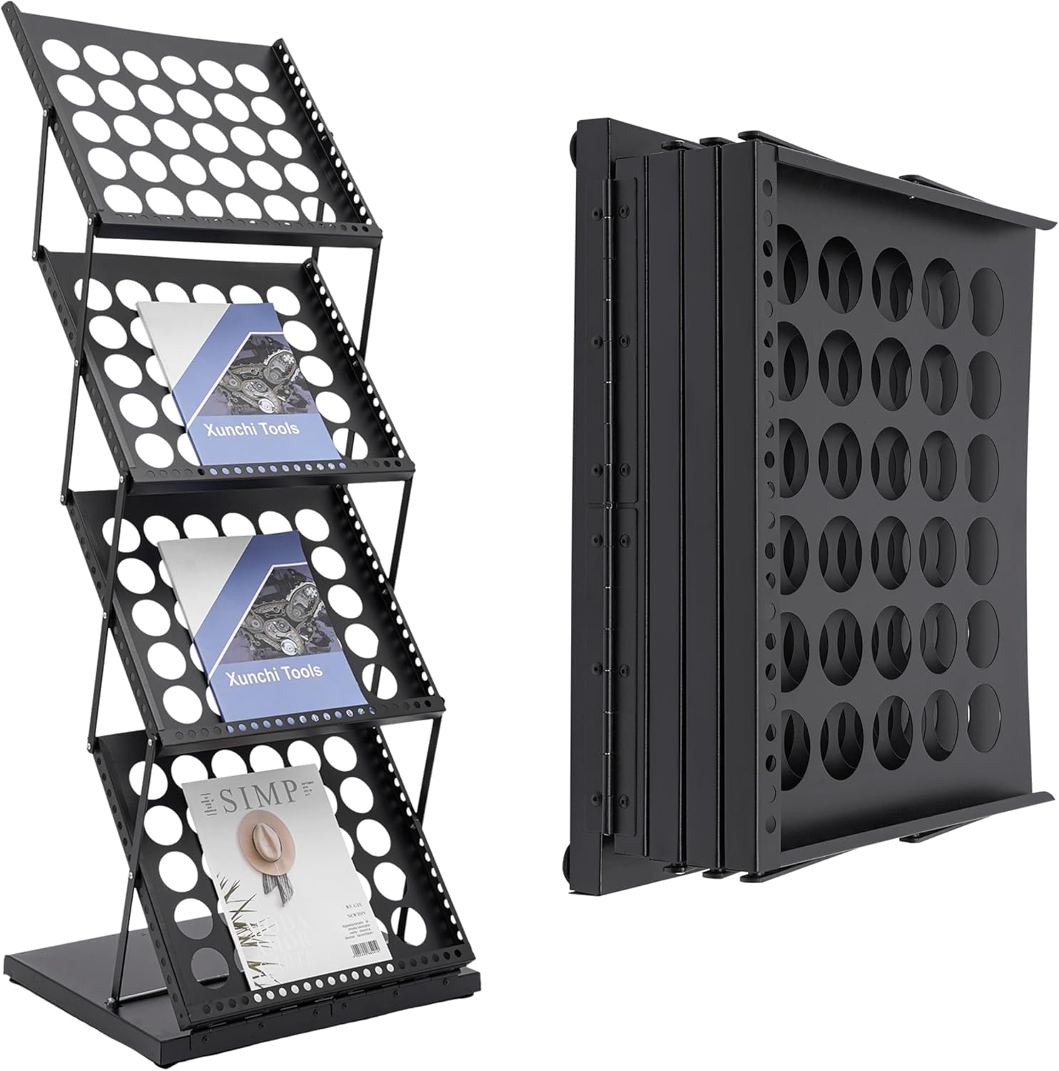 4 Tier BookShelf Foldable Magazine Rack Holder Brochure Display Stand ...