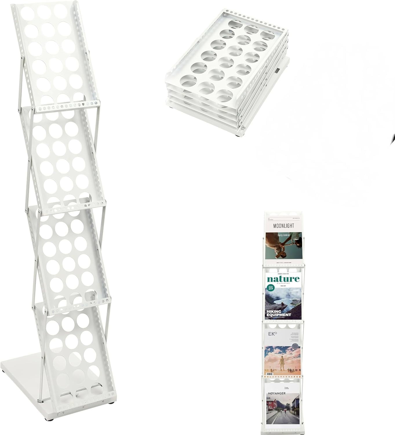 4 Tier BookShelf Foldable Magazine Rack Holder Brochure Display Stand ...