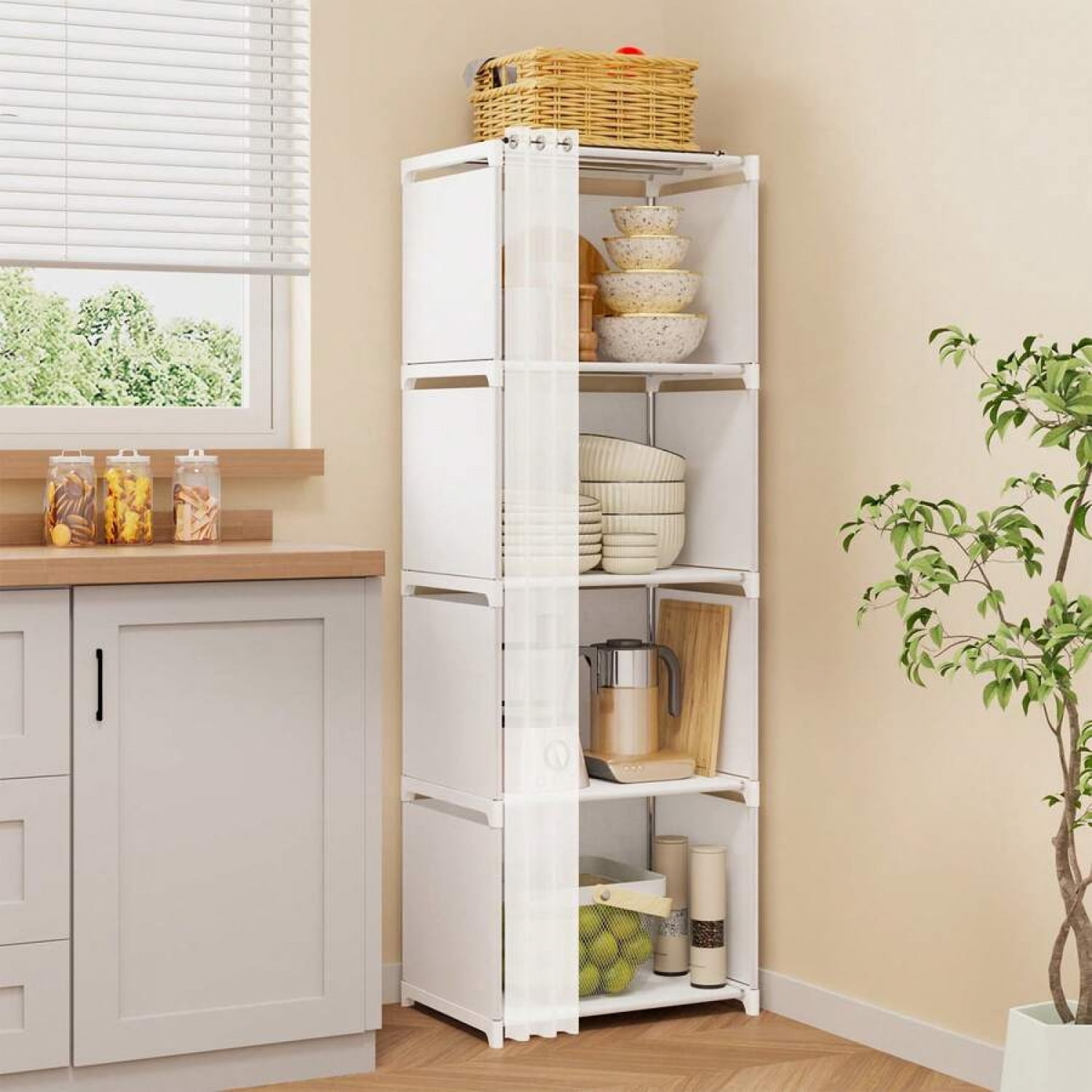 4-Tier Bookcase In Black - Modern Display Cabinet For Books, Decor ...