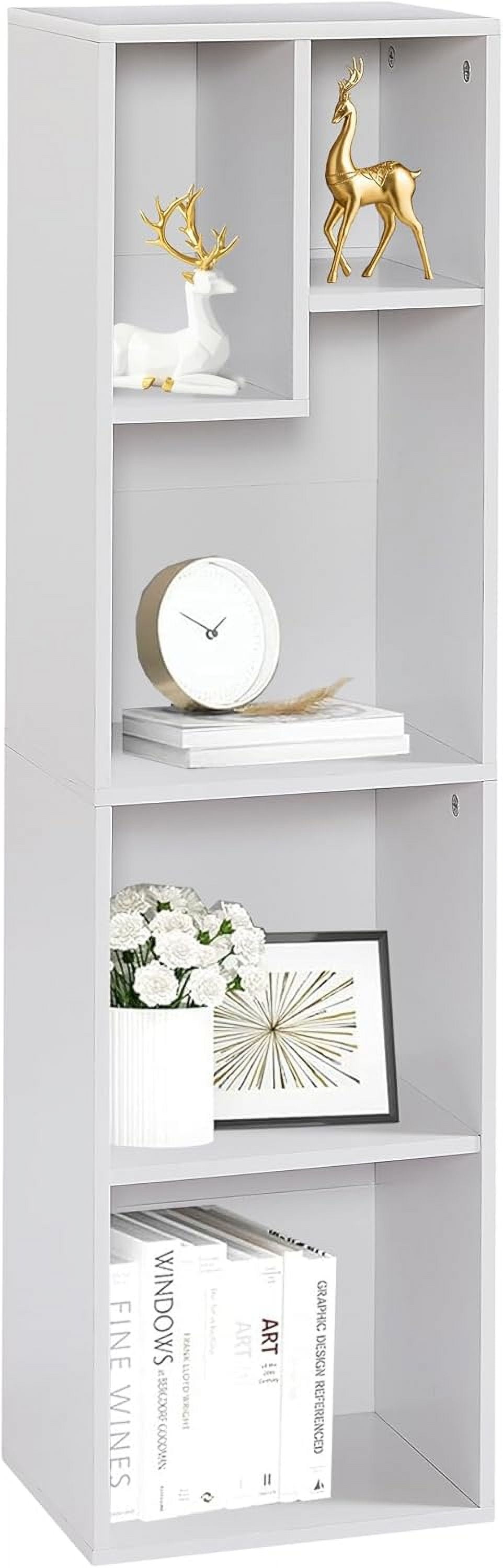 4-Tier Bookcase, Modern Storage Cabinet with Height Difference Shelves ...