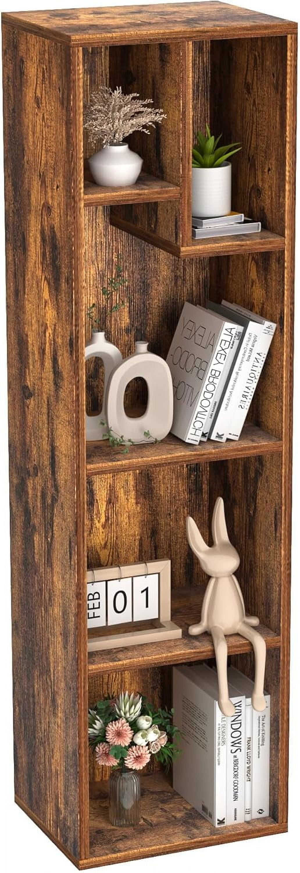 4-Tier Bookcase, Modern Storage Cabinet with Height Difference Shelves ...