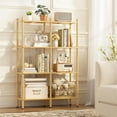4 Tier Bookshelf, Bamboo Bookcase with Shelves, 8 Open Display ...