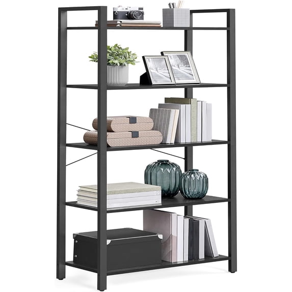 4-Tier Bookshelf Bookcase with Steel Book Shelf for Living Room Home ...
