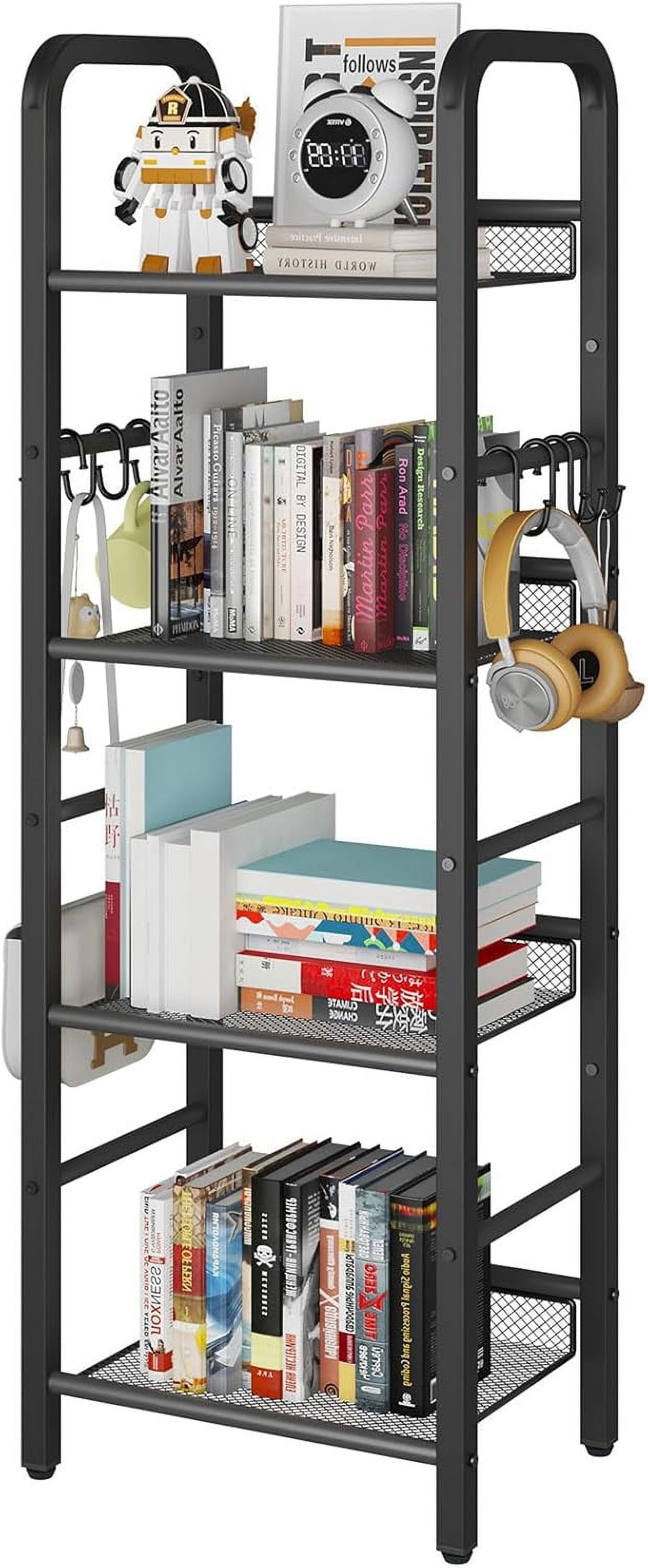 4 Tier Bookshelf, Freestanding Bookcase for Living Room, Bedroom, Home ...