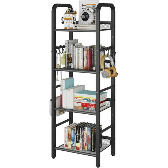 4 Tier Bookshelf, Freestanding Bookcase for Living Room, Bedroom, Home ...