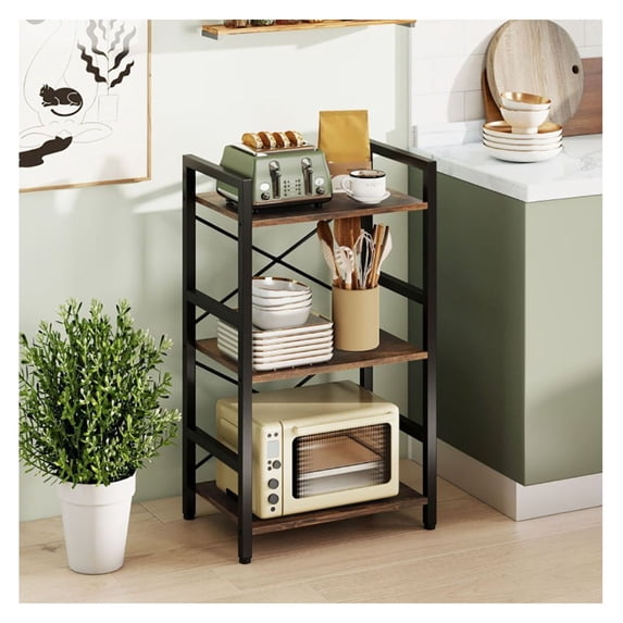 4 Tier Bookshelf, Metal Frame Wooden Shelves for Living Room, Study ...