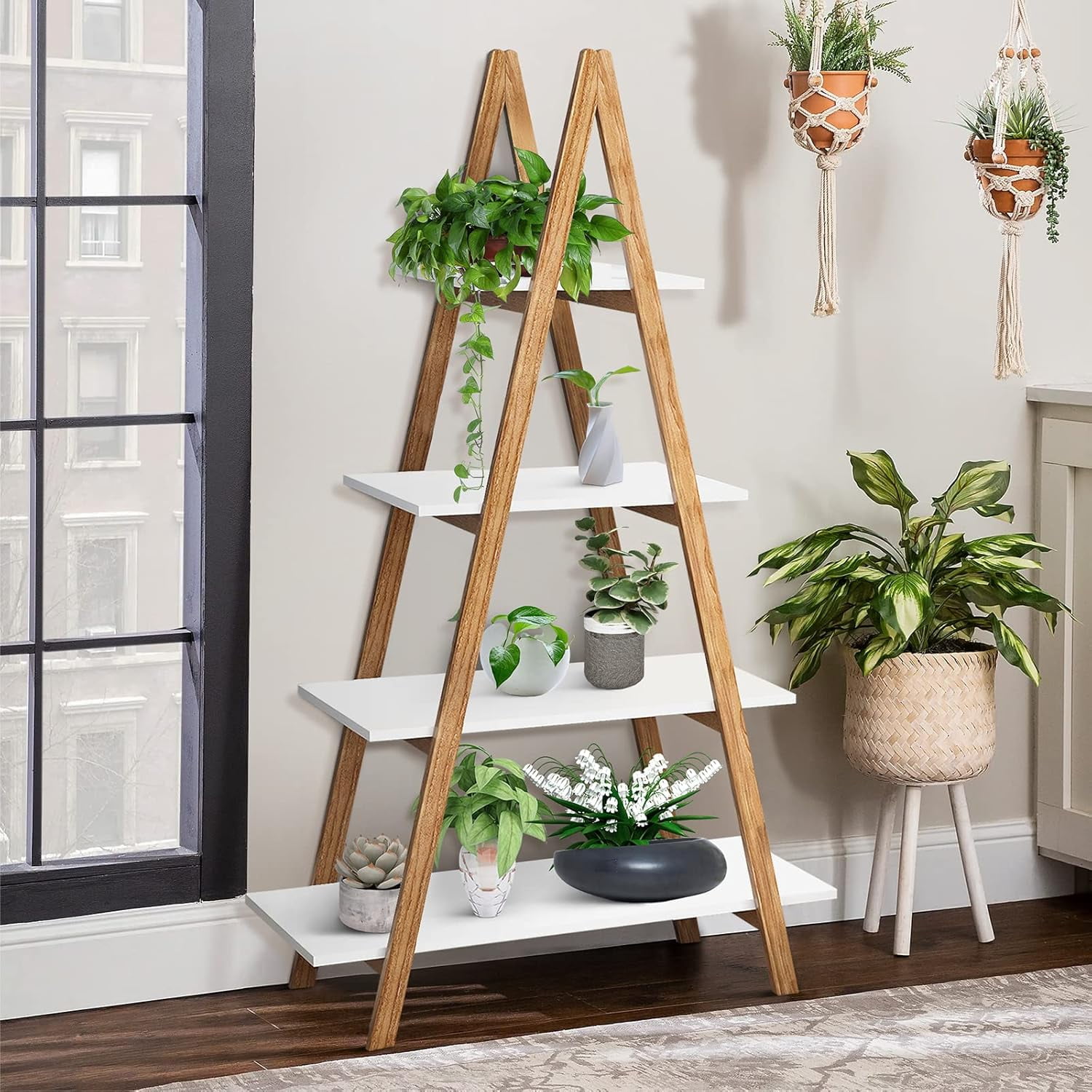 4-Tier Bookshelf Modern Bookcase with Storage Multipurpose Display ...