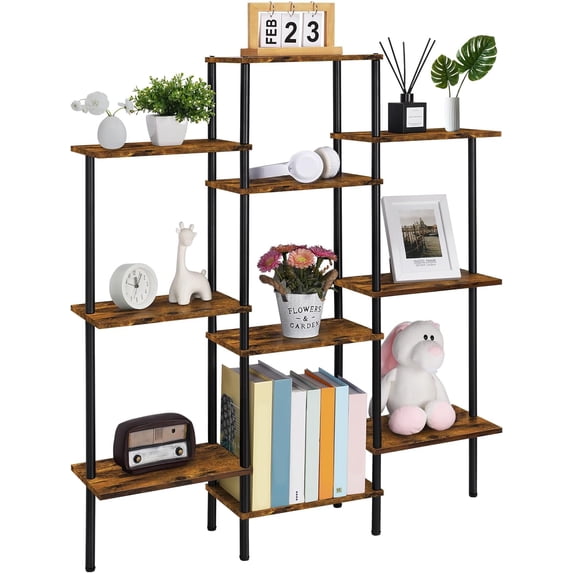 4-Tier Bookshelf,Small Triple Wide Bookcase for Books,CDs,Movies ...