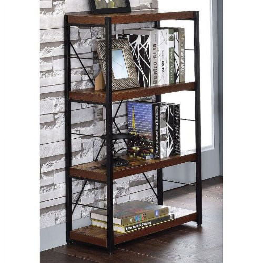 4-Tier Bookshelf，Vintage Industrial Book Shelf, Rustic Wood and Metal ...