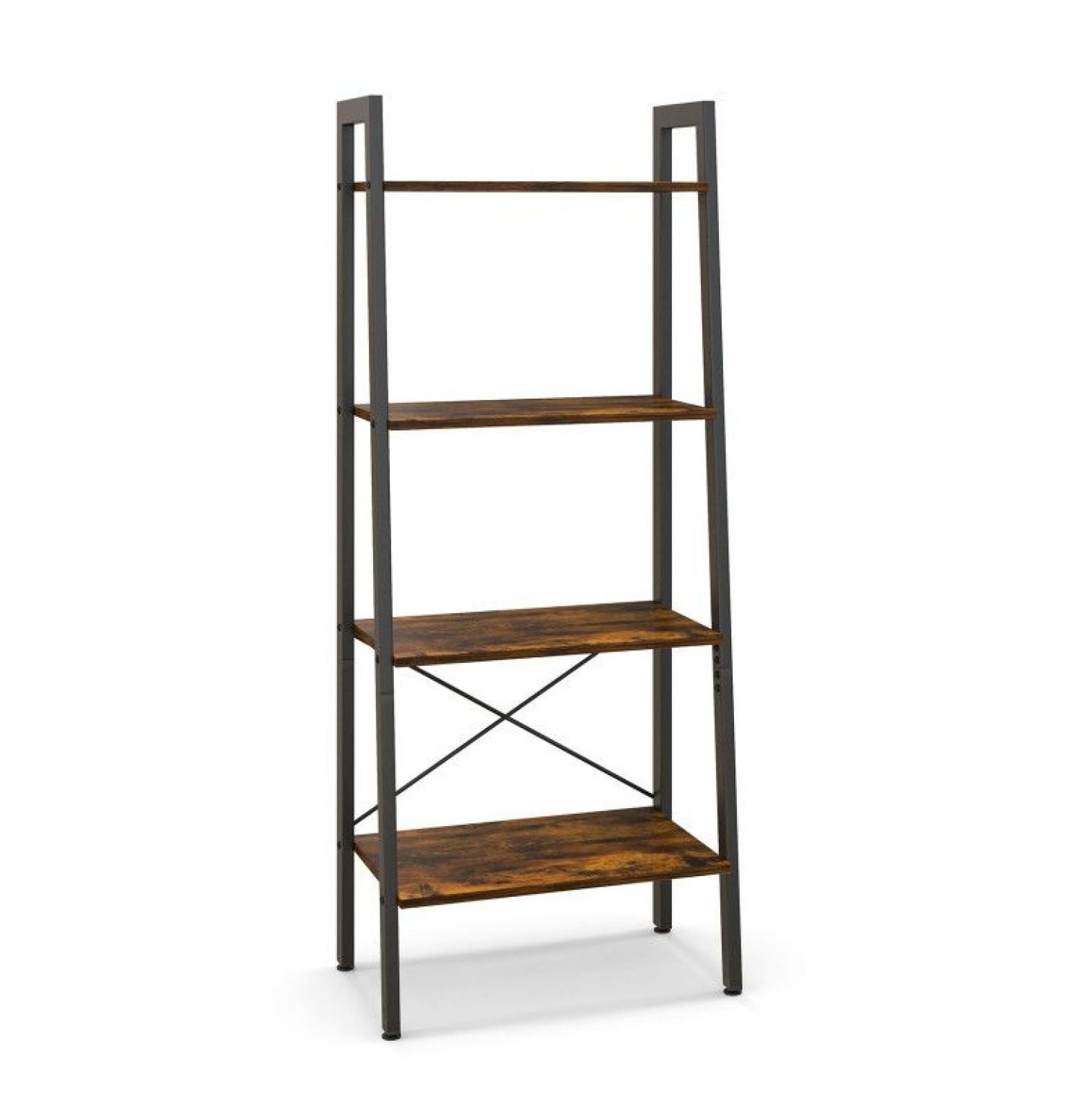 4-Tier Bookshelf with Metal Frame, Industrial Style Shelving Unit ...