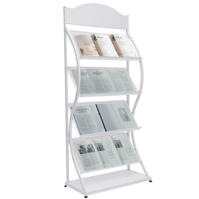 4-Tier Brochure Display Rack, 57.5 inches Tall Freestanding Metal Mesh ...