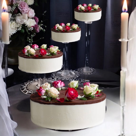 4 Tier Cake Stand Set, Heavy Duty Round Wedding Cake Cupcake Display ...